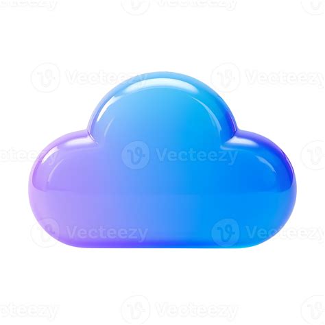 Cloud Icon 3d Render Glossy Blue And Purple Gradient Color Cloud Data Storage Technology Mobile