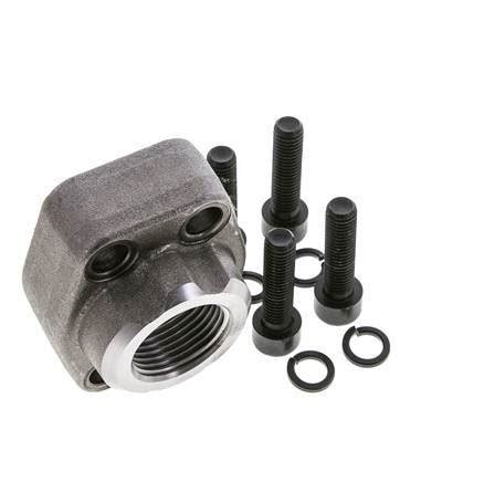 1 14 Sae Flange 3000 Psi Plain Steel With G1 Female Threads Iso 6