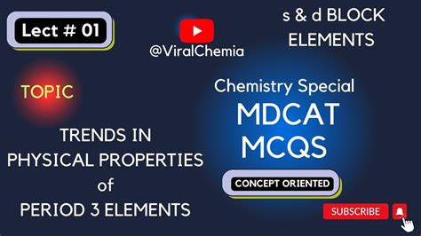 Mdcat Special Mcqs Lec 1 Atomic Radius Period 3 Elements Youtube