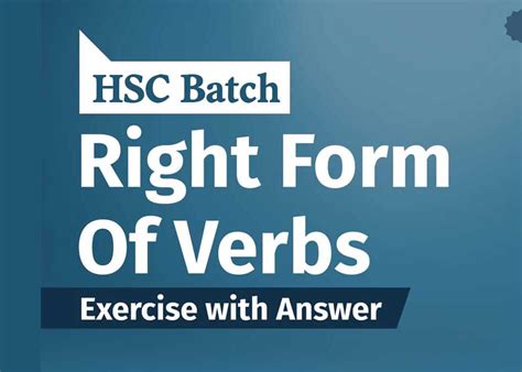 Right Form Of Verb For Hsc 2026 Suggestion Pdf With Answer