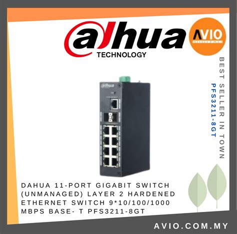 Dahua 8 Port Gigabit Poe Unmanaged Switch Ethernet Rj45 Lan Network 2x