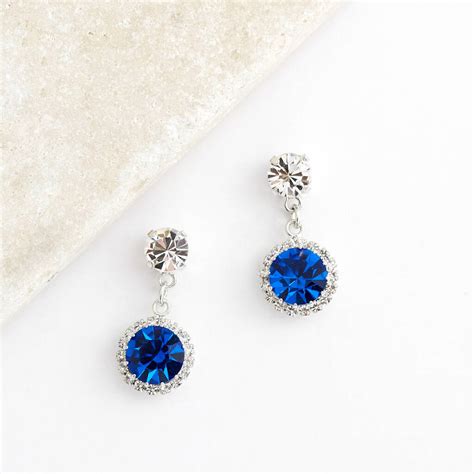 Royal Blue Swarovski Crystal Snow Drop Earrings By Brand X