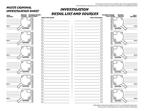 Ttrpg Investigation Planning And Worksheets Rttrpg