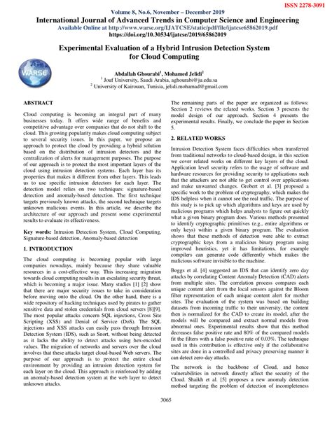 Pdf Experimental Evaluation Of A Hybrid Intrusion Detection System For Cloud Computing
