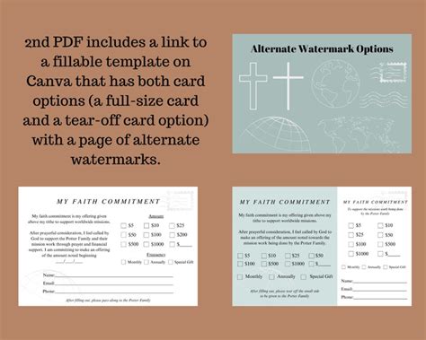 Missionary Printable Pack Support Card And Pledge Card Templates 4x6