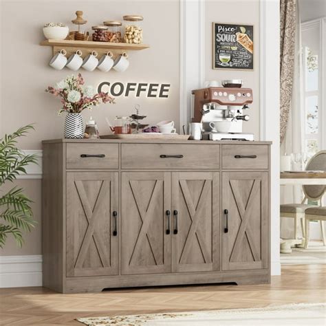 Homfa Buffet Cabinet With 3 Drawers And 4 Doors 551” W Kitchen