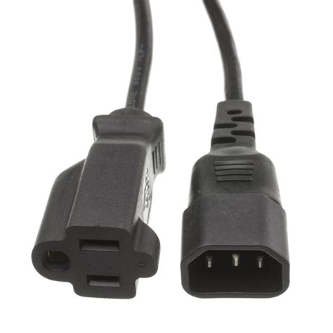 3ft Power Cord Adapter Black C14 To Nema 5 15r