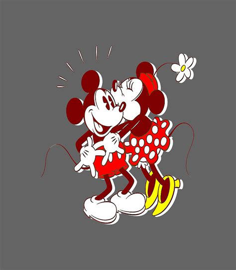 Disney Vintage Mickey And Minnie Mouse Kiss Digital Art By Ariko Calla