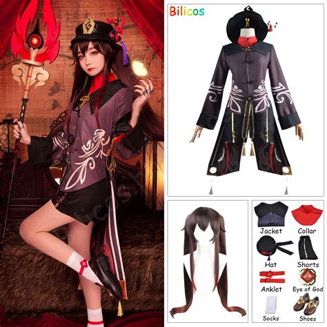 Game Genshin Impact Hutao Cosplay Costume Uniform Wig Cosplay Hu Tao