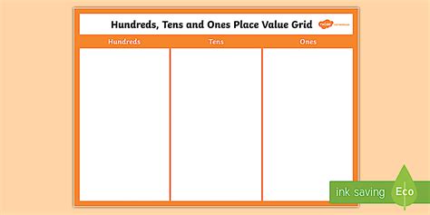 Place Value Grid Hundreds Tens Ones F 6 Resources Twinkl