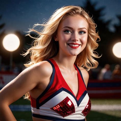 Premium Photo Smiling Athletic Woman Doing Cheerleading Exercise