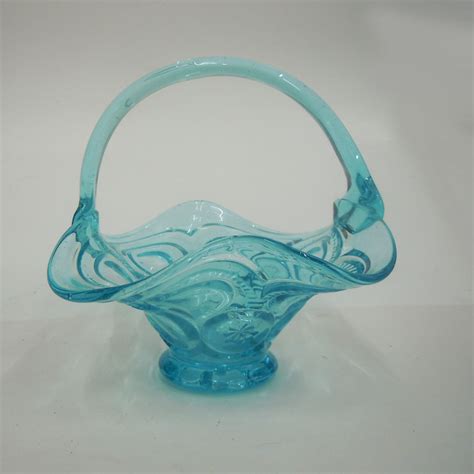 Aqua Blue Glass Basket Myras Collectibles