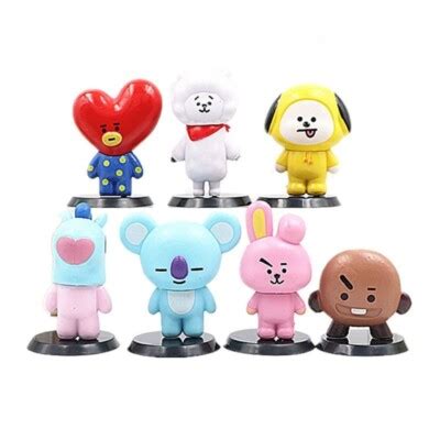 Bt21 Bts Mascot Figure Set Of 7 Bts Pvc Pvc Cake Toppers Mini Figures