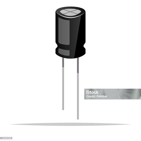 Electrolytic Capacitor Component Part Vector Isolated Stock