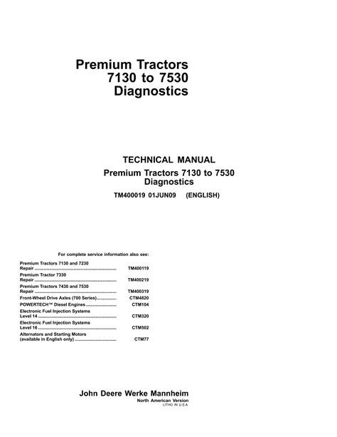 John Deere 7130 7230 7330 7430 7530 Tractors Diagnostic Service Manualpdf