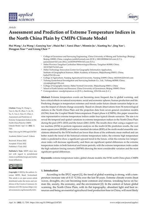 Pdf Assessment And Prediction Of Extreme Temperature Indices In The
