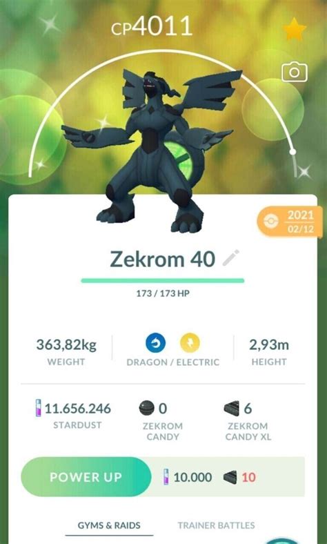 Shiny Zekrom Levei 40 3 Moveset Trade 1 Mil Stardust Read Description Ebay