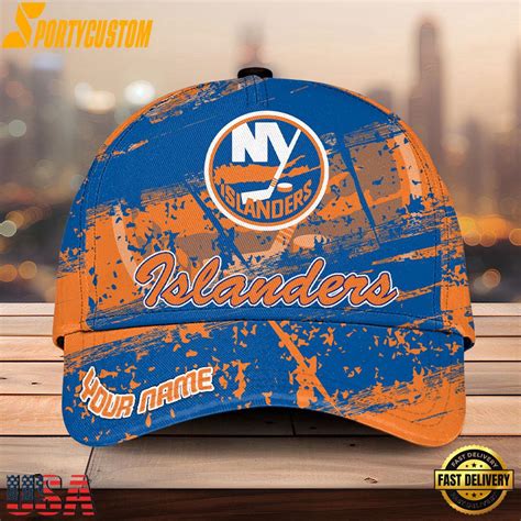 Nhl New York Islanders Explosive Grunge Logo 3d Print Cap Baseball