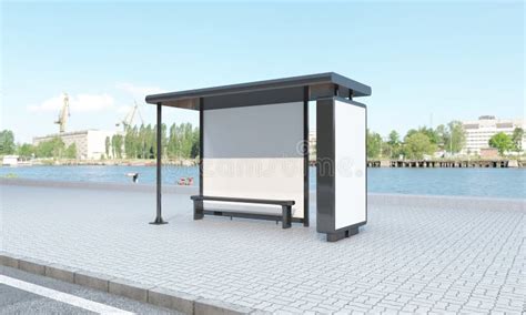 Bus Stop And Bus Shelter Outdoor Advertising Signage Mockup Stock