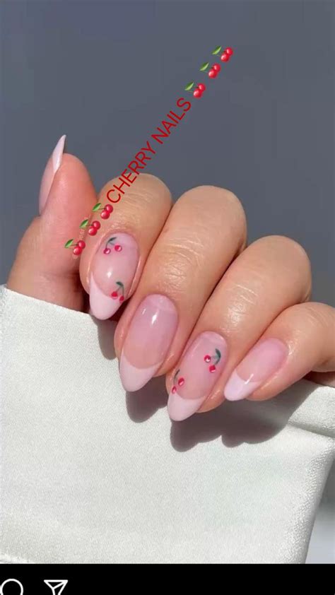 🍒 🍒🍒cherry Nails 🍒 🍒🍒 Cute Summer Trendy Nails Natural Almond Nails