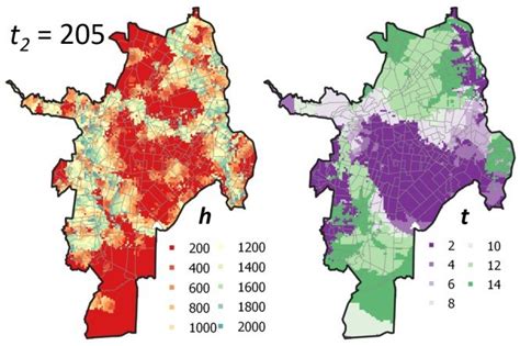 Map Of Optimal Spatial H And Temporal H Bandwidths At T1 45 Days