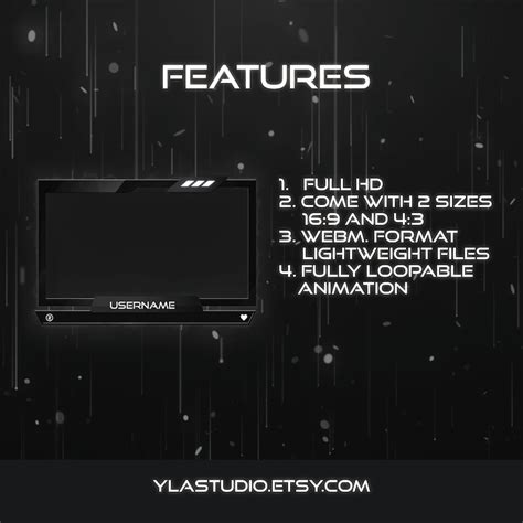 Black Animated Webcam Overlay Facecam Overlay For Twitch Obs Etsy
