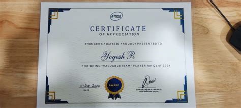 Yogesh R On Linkedin Award Teamwork Haritatechserv