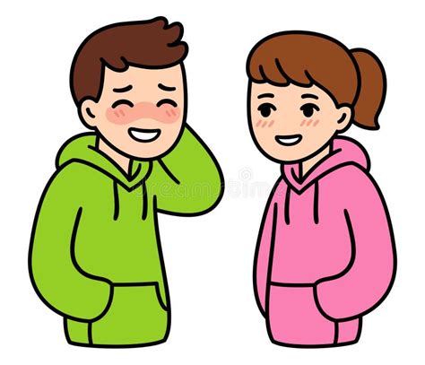 Shy Cartoon Teenagers Talking Illustration Stock Vector Illustration
