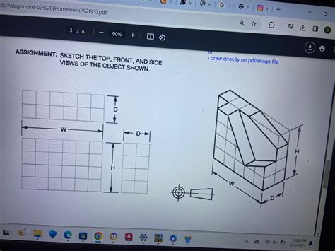 Solved Assignment Sketch The Top Front And Sideviews Of