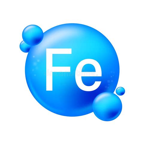 Ferrum Fe Icon Structure Chemical Element Round Shape Circle Light