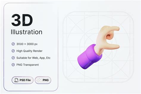 Premium Psd 3d Render Meassuring Hand Gesture Concept Modern Icon