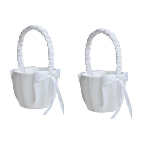 Bowknot White Satin Wedding Ceremony Party Flower Girl Basket Daraz