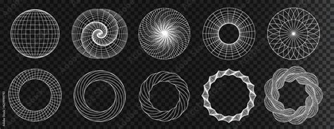 Vetor De Wireframe Outline D Abstract Shapes Set Surface Mesh And Geometric Wireframe Shapes