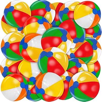 28 Pack 12 Inch Rainbow Beach Balls Bulk Inflatable