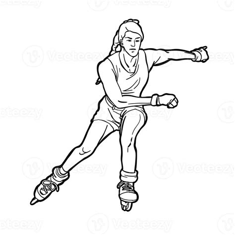 Inline Skates Girl Running Action 28139058 Png