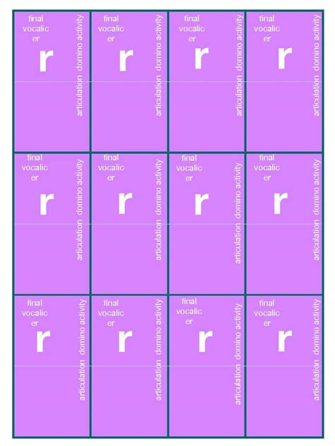 Final Vocalic Er Articulation Domino Activity By Speech Tx With Sara