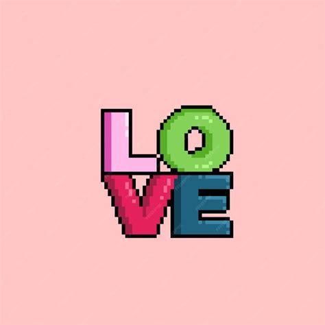 Texto De Amor En Estilo Pixel Art Vector Premium
