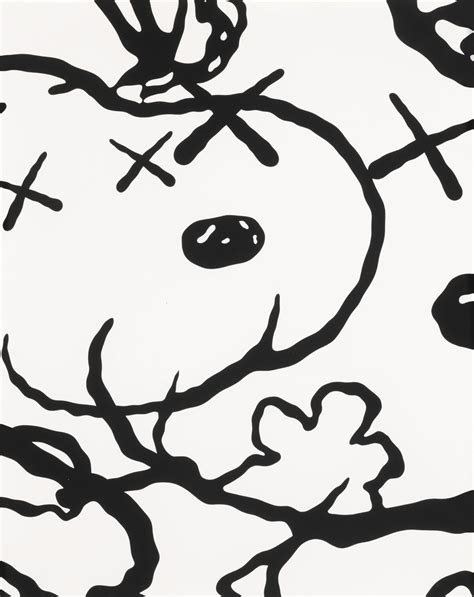 Kaws Art Black And White Drawing Of Apple Tree With Crosses Kaws