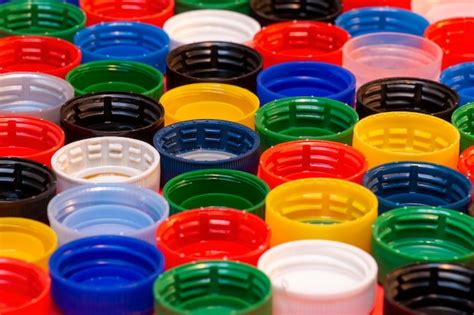 Premium Photo Colored Plastic Lids To Recycle