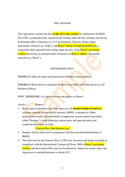 18 Purchase Agreement Contract Form Examples To Download