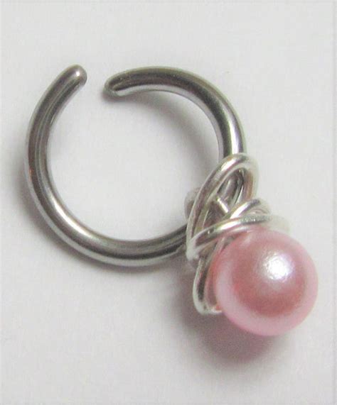 Horizontal Hood Clit Clitoral Hch Pink Pearl Ball Accents Dangle Hoop