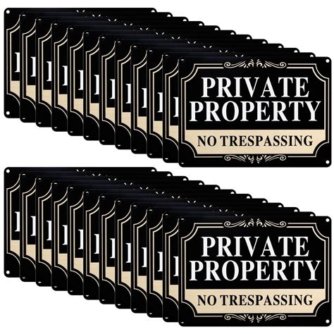 Blulu 24 Pcs No Trespassing Sign Private Property Signs Metal Black