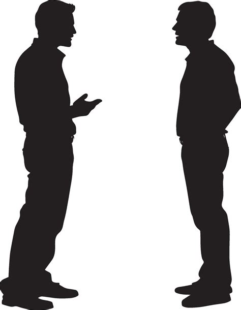 Illustration Of A Friendly Talk Silhouette Of Two Men Engaged In
