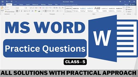 Ms Word Practice Questions Class 5 Computer By Sahil Sir Youtube