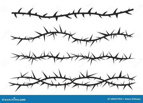 Thorn Stem Vine Plant With Spikes Simple Border Y2k Creepy Branch Barbed Wire Tattoo Boundary