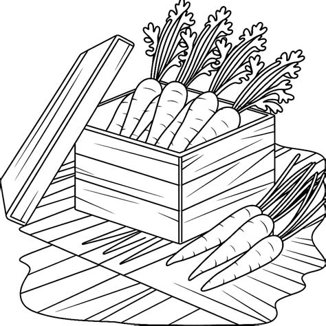 Zanahorias En Caja De Madera Para Colorear Imprimir E Dibujar