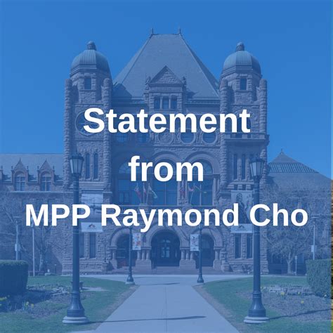 Statement From Raymond Cho Mpp Scarborough North On Todays Assault At