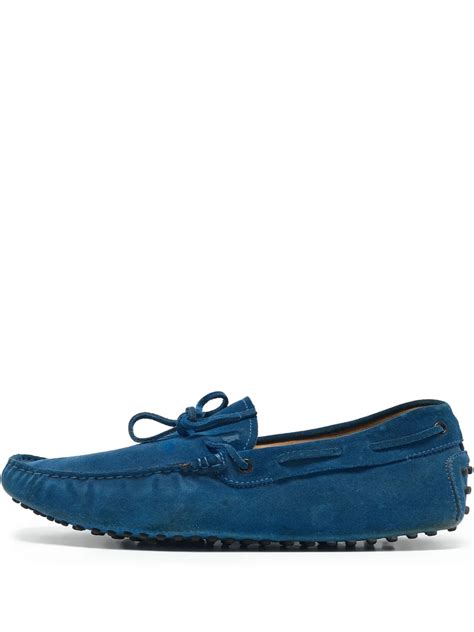 Tods Vintage Suede Driving Shoes Blue Farfetch