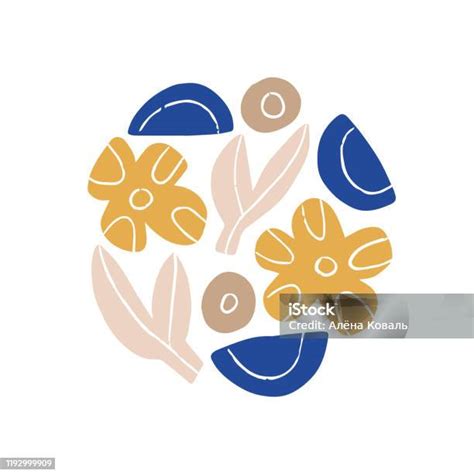 현대 라운드 구성 손으로 그린 벡터 일러스트 트렌디한 피규어 0명에 대한 스톡 벡터 아트 및 기타 이미지 0명 갈색 개념 Istock