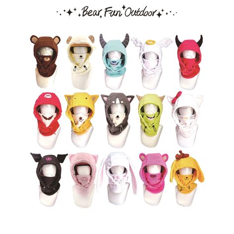 卡通可愛滑雪頭盔帽套 滑雪頭盔帽 搖粒絨 電動車防風保暖帽套面罩頭套風 滑雪帽 冬季頭盔帽 蝦皮購物